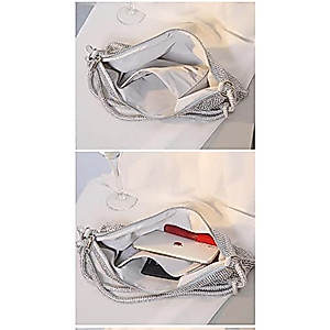 ALSTYTURE Evening Prom Bag for Women - Diamond Bling Handbag for Girls - Sparkly Rhinestone Purse Underarm Hobo Clutch Bag (silver)