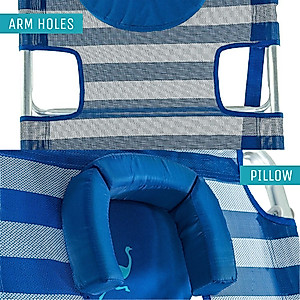 Ostrich 3N1 Lightweight Lawn Beach Reclining Lounge Chair with Footrest, Outdoor Furniture for Patio, Balcony, Backyard, or Porch, Blue Stripe