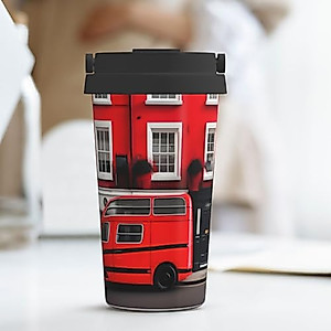 WANGXUEE London Street Print 500ml Stainless Steel Travel Tumbler Double Wall Vacuum Insulated Coffee Mug