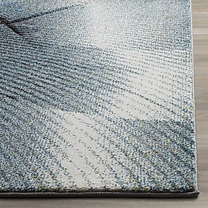 SAFAVIEH Hollywood Collection Accent Rug - 2'7" x 5', Grey & Teal, Mid-Century Modern Design, Non-Shedding & Easy Care, Ideal for High Traffic Areas in Entryway, Living Room, Bedroom (HLW715D)