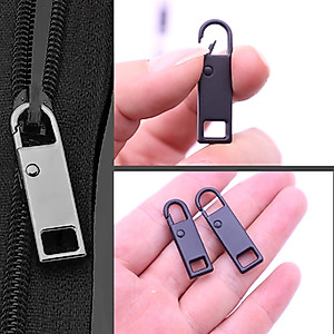 Urmspst Zipper Pull Replacement (Upgraded), 8 Pcs Detachable Zipper Pull Tabs for Luggage Clothing Jackets Backpacks Boots Purse Coat(4 Color Black, Silver, Gold, Brilliant Black)