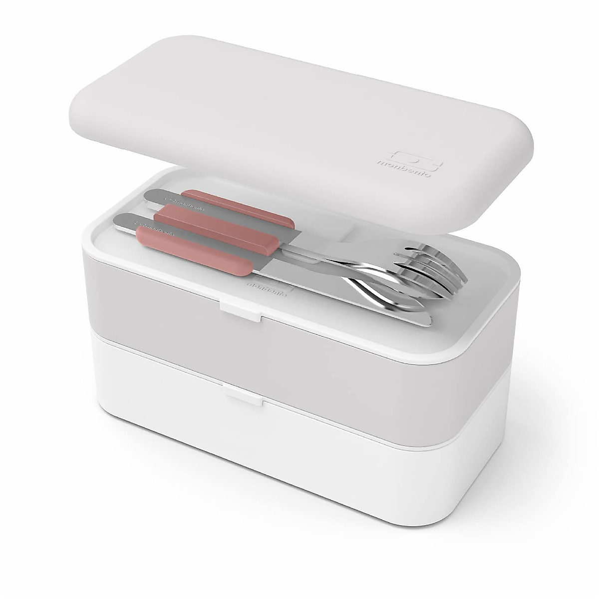 MONBENTO - Cutlery Set MB Slim Box Flamingo for Lunch Box - 3 Pieces Fork Knife Spoon - Flatware Set Work Lunch Packing - Suitable for MB Original & MB Square - Stainless Steel - Pink