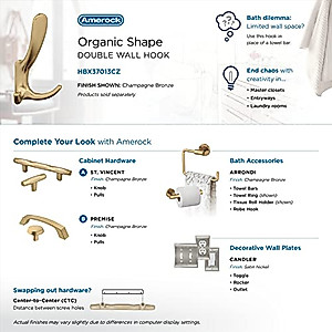 Amerock HBX37013CZ | Finesse Triple Prong Decorative Wall Hook | Champagne Bronze Hook for Coats, Hats, Backpacks, Bags | Hooks for Bathroom, Bedroom, Closet, Entryway, Laundry Room, Office