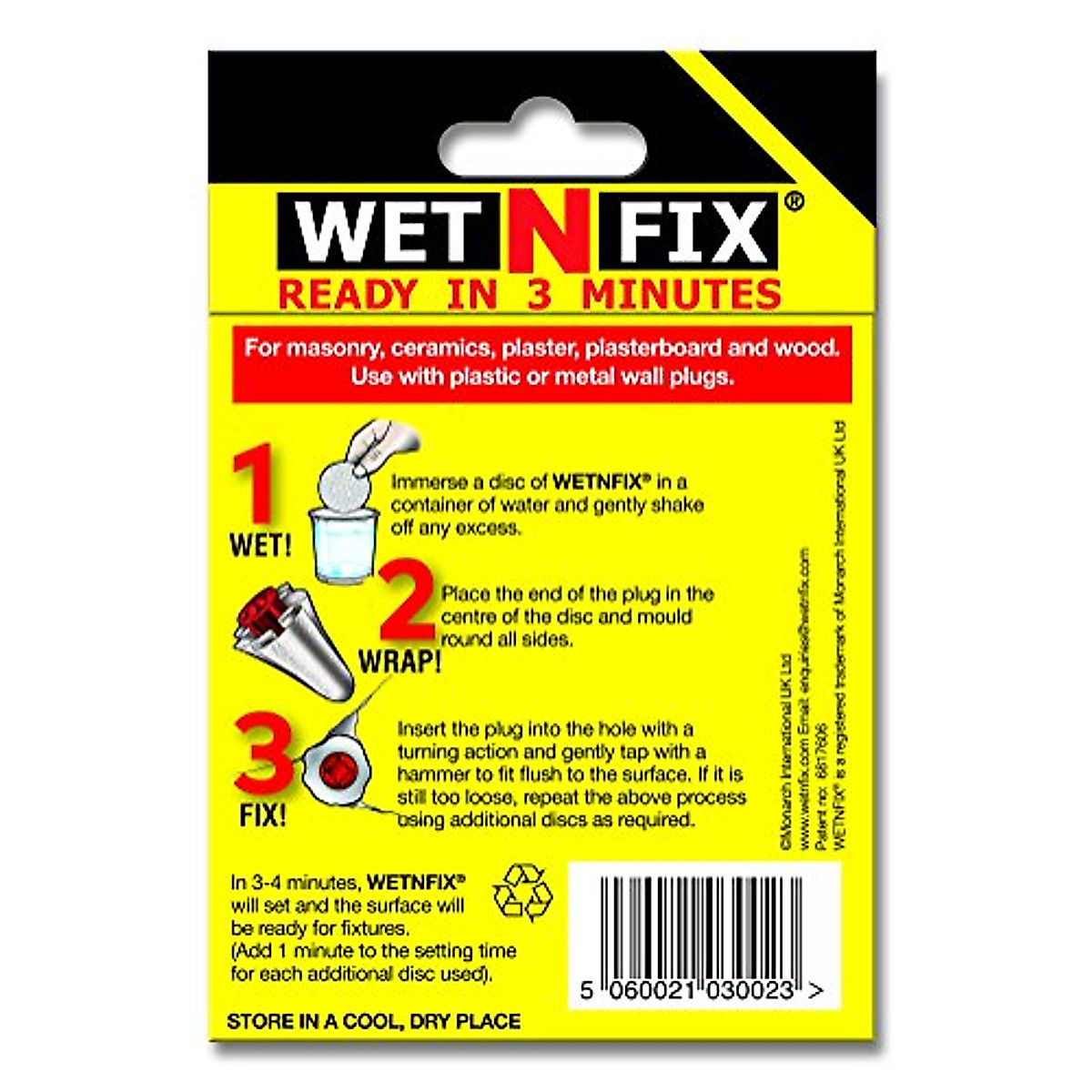 WETNFIX (20 Discs) - Fixing Wall Anchors Fast! Ideal for Loose Wall fixtures Such as Curtain Rails, Toilet roll Holders. Ideal for Drywall and Masonry.