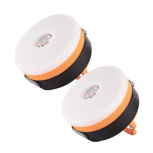 LIT-PaTH Rechargeable LED Camping Lighting Fixture Camping Lantern with Magnet Base, 1800 mAh, Survival Kit for Emergency, Hurricane, Outage, Small Orange, 2-Pack