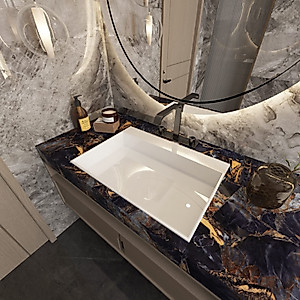 Ekmxmax 16" × 118" Black Marble Contact Paper Granite Wallpaper Peel and Stick Self-Adhesive Waterproof Removable for Renters Table Cabinets Meeting Room Kitchen Furniture Countertops