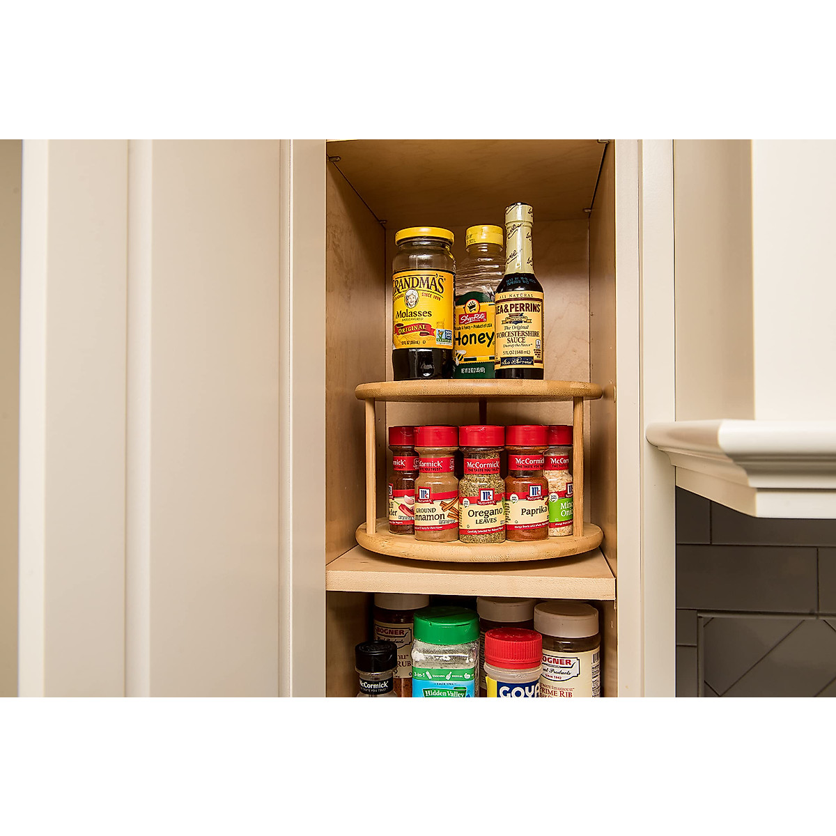 Lipper International 8302 Bamboo Wood 2-Tier 10" Kitchen Turntable