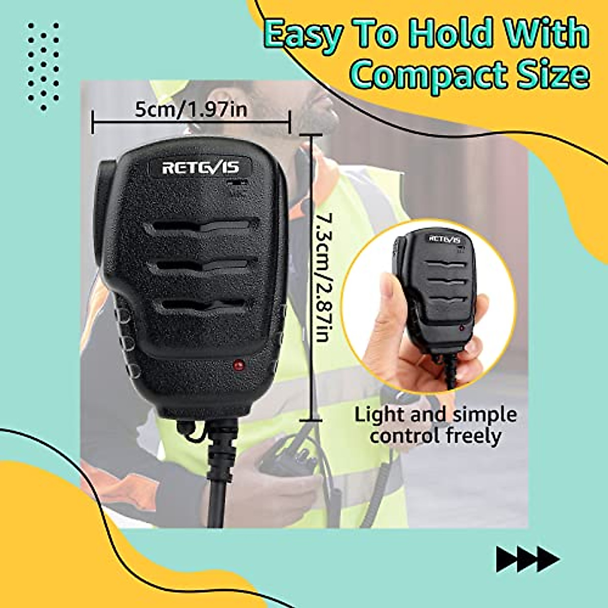 Retevis H-777 Walkie Talkies Mic 2 Pin Shoulder Speaker Mic Compatible with Retevis RT22 RT21 RT68 RT27 RB26 RT85 RT22S RT86 RT19 RT17 Baofeng UV-5R BF-F8HP 2 Way Radios,with 3.5mm Audio Jack(1 Pack)