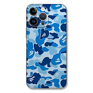 HK Studio Blue Camo Skin Decal (Not Case) for iPhone 14 Pro Max - No Bubble, Slim, Waterproof - Protecting & Personalizing iPhone's Back, Camera, Frame