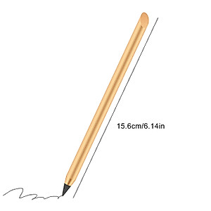 WXJ13 3 Pieces Metal Inkless Pen Metal Infinite Pencil Metallic Pencil Infinity Pencil with 3 Replaceable Nib Erasable Pencil for, Drawing, Writing, Drafting