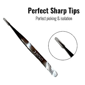 BIZKO Stainless Steel Volume Lash Tweezers Set eyelash Tweezers Precision Eyelash Extension Supplies Professional Eyelash Extension Tweezers Set Eyelash Tweezers for Extensions (Straight & Curved Tip)