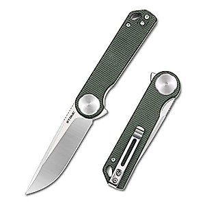 XTOUC Folding Pocket Knife, EDC Daily Work Knife, D2 Steel Blade, Micarta Handle, Flipper Open Knife, Reversible Deep Carry Pocket Clip, Outdoor Camping Hiking Knives GK22D