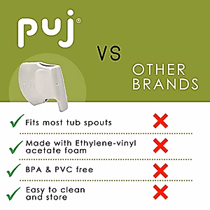 Puj – Snug, Ultra-Soft Spout Cover for Bathtub Taps, BPA-and-PVC-Free Faucet Cover for Safe Baths, Non-Absorbent Bathtub Faucet Cover, Kids’ Bathroom Safety Products, Grey