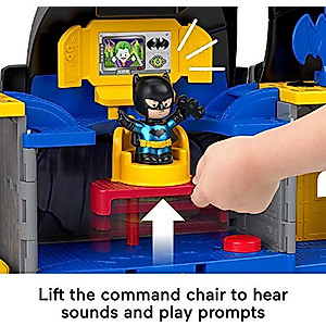 Fisher-Price Little People DC Super Friends Batcave, Batman playset with figures for toddlers and preschool kids ages 18 months to 5 years