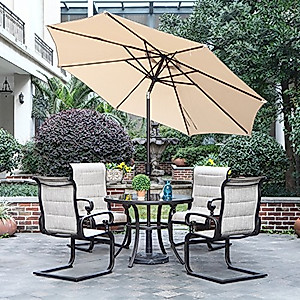 Grand patio 9 FT Enhanced Aluminum Patio Umbrella, UV Protected outdoor Umbrella with Auto Crank and Push Button Tilt, Beige