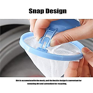 WHENWHEN 2021 New Washing Machine Hair Filter Cleaning Mesh Bag Home Floating Lint Hair Catcher Mesh Pouch Laundry Filter Bag Net Pouch Clothes Pins Reusable Floating Laundry Lint Mesh Bag (Blue)