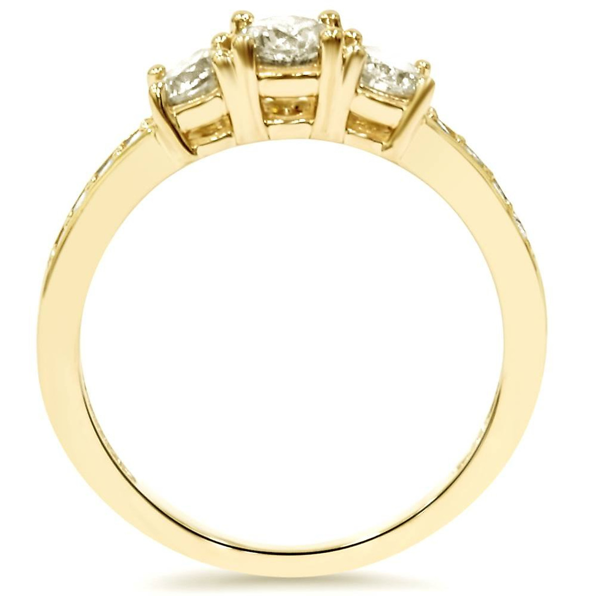 P3 POMPEII3 1 Ct 3-Stone Diamond Engagement Ring 10K Yellow Gold - Size 6.5