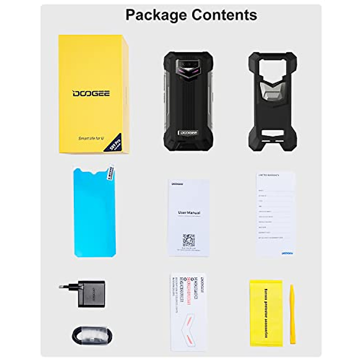DOOGEE S89 PRO Rugged Smartphone(2022), 12000mAh Massive Battery Android 12 Rugged Phone Unlocked, 65W Fast Charging, 8GB+256GB IP68 Waterproof Cellphone, Night Vision, Breathing Light, NFC, Dual 4G