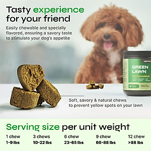 Dog Urine Neutralizer for Lawn - Grass Burn Spot Chews for Dogs - Dog Pee Lawn Spot Saver Caused by Dog Urine - Digestive Health Support Soft Chews - Grass Savers for Dog Urine - Grass Treatment Rocks
