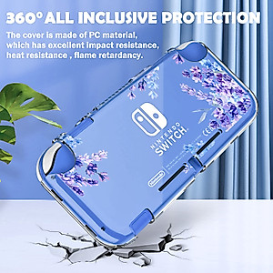 DLseego Purple Lavender Flower Floral Clear Switch Lite Protective Case 2-Piece Split Full Wrap PC Hard Shell Anti-Scratch All-Round Protection Cover for Switch 2019 Model