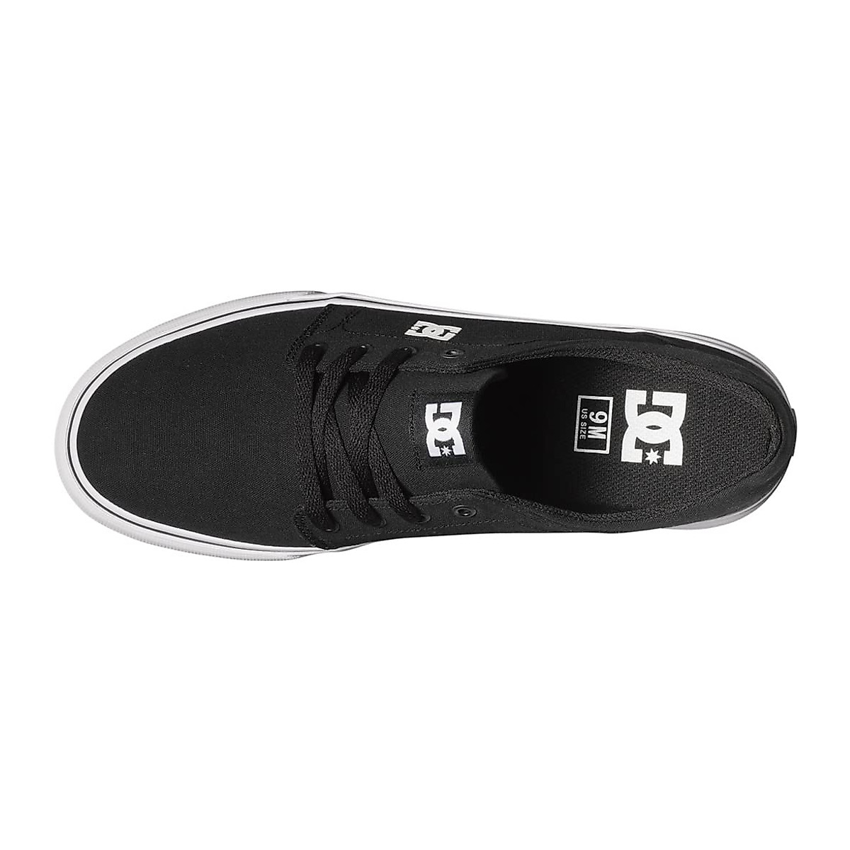 DC Womens Trase TX Skate Shoe, Black/White, 12 D US