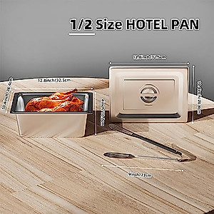 Jerlonfury 6 Pack 1/2 Size Stainless Steel Steam Table Pan with Lid, 4" Deep, 0.7mm Thickness Hotel Pan, Stainless Steel Food Pan, Steam Pan for Restaurant, Kitchen, Commercial Supplies