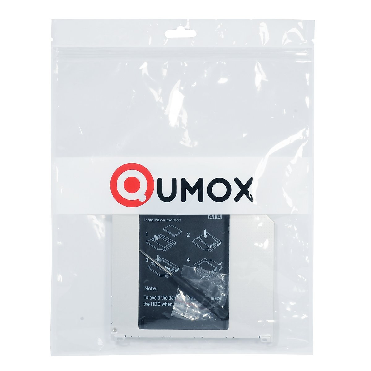 QUMOX Laptop 2nd HDD SSD DVD Bay Caddy Adapter for 2.5''/12.7mm Universal CD/DVD-ROM SATA to SATA Hard Drive External Enclosure