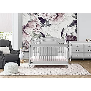 Delta Children Simmons Kids Juliette 6-in-1 Convertible Crib with Toddler Rail, Greenguard Gold Certified, Moonstruck Grey