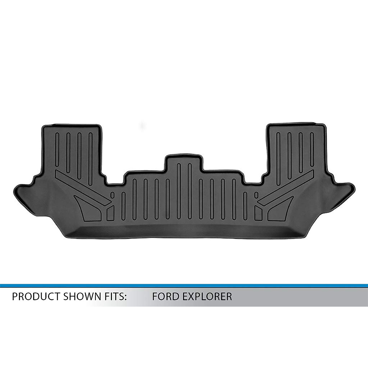 SMARTLINER All Weather Custom Fit Floor Mats 3rd Row Liner Black Compatible with 2020-2023 Compatible with Ford Explorer Only Fits with 2nd Row Bench Seats