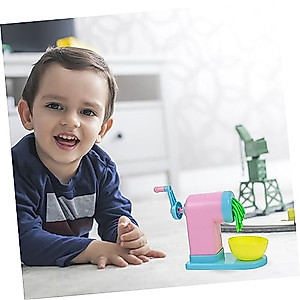 HOMSFOU 1 Set Early Colored Education of Cartoon Clay Creations Plasticine Noodle Interesting with Comes Toy Dough Maker Machine Model Tins Kid Child Kitchen Educational Funny Party