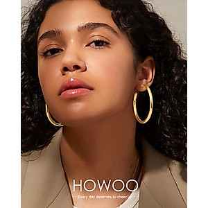 Howoo Big Chunky Gold Hoops Medium Chunky Thick Gold Hoop Earrings for Women