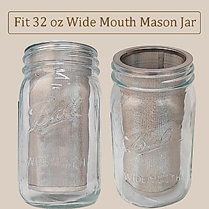 Cold Brew Coffee Filter For 1Quart/32OZ Wide Mouth Mason Jar 304 Stainless Steel 100 Micron Mesh Filter For Cold Brew Coffee Maker