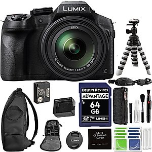 Panasonic LUMIX FZ300 Long Zoom Digital Camera (Black) with Advanced Accessory and Travel Bundle | DMC-FZ300K | Extended 3 Years Panasonic Warranty | Lumix Camera