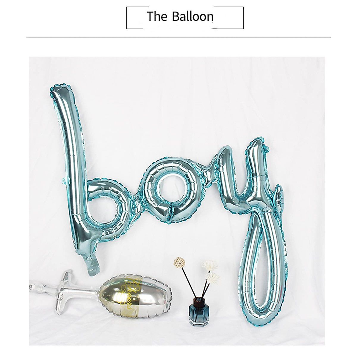 Zittop Baby Blue “Boy” Script Foil Balloon - 24” One-Piece Letters Balloon for Boy Baby Shower, Gender Reveal, Pregnancy Announcement, First Birthday Party, Christening, Baptism, Nursery Decoration