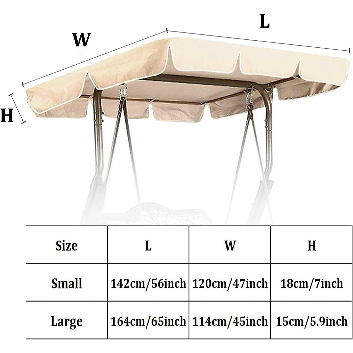 Universal Garden Swing Seat Canopy Replacement, 2 3 Seater Swing Chair Cover Set, Waterproof Anti-UV Heavy Duty Hammock Top Cover for Garden (Color : Red, Size : 142x120x18cm)-