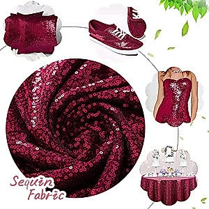 Burgundy Sequin Fabric by The Yard 1 Yard Glitter Fabric Embroidered Sequin Mesh Fabric for DIY Sewing Wedding Dresses Clothing Tablecloth Table Linen