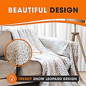 Cheer Collection Embossed Faux Fur Throw Blanket - Ultra Soft Fuzzy Blanket, 60" x 70" - Snow Leopard