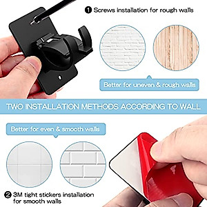 AMZONHOME 4 Pieces Self Adhesive Curtain Rod Bracket, Universal Plastic Holders, No Drill Brackets Hooks for Bathroom, Bedroom, Livingroom, Kitchen (Black)