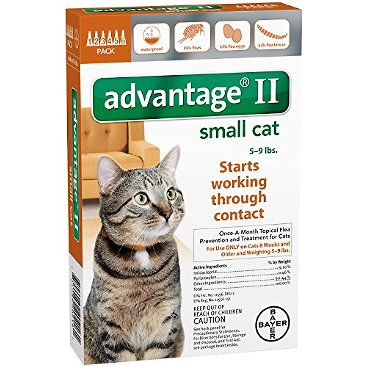 Bayer Animal Health Advantage II Small Cat 6-Pack