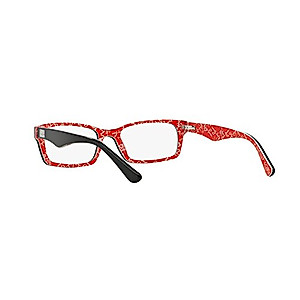 Ray-Ban RX5206 Rectangular Prescription Eyeglass Frames, Black On Texture Red/Demo Lens, 52 mm