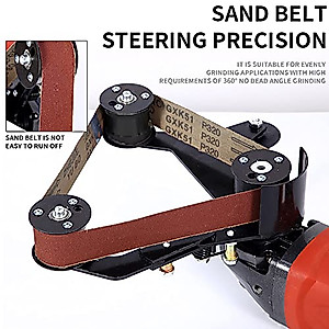 BaiNuo Belt Sander Attachment Grinder - Pipe Tube Polisher Belt Sander Grinding Machine Converter, for Metal Rust Removal Burnishing Finishing Stainless Steel (20-40mm Belt)