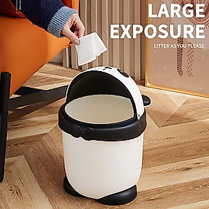 Mini Trash Can With Lid, Cute Panda Trash Can, Removable Small Garbage Can, Tiny Plastic Trash Bin, Swing Top Lid Wastebasket, Counter Garbage Lint Bin For Bathroom,Office,Kitchen,Desk,Coffee Table