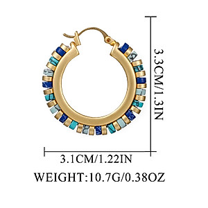 Aksod Turquoise Huggie Hoop Earrings Gold Beaded Circle Huggy Hoops Vintage Trendy Earrings Jewelry for Women