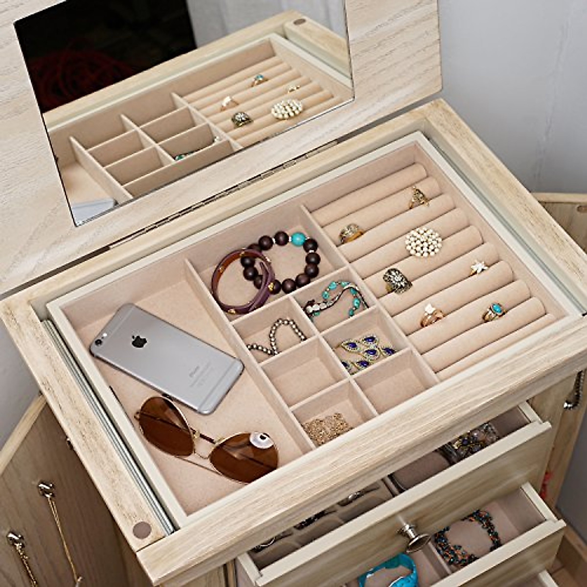 Hives and Honey "MALORY" Jewelry Armoire, Taupe Mist