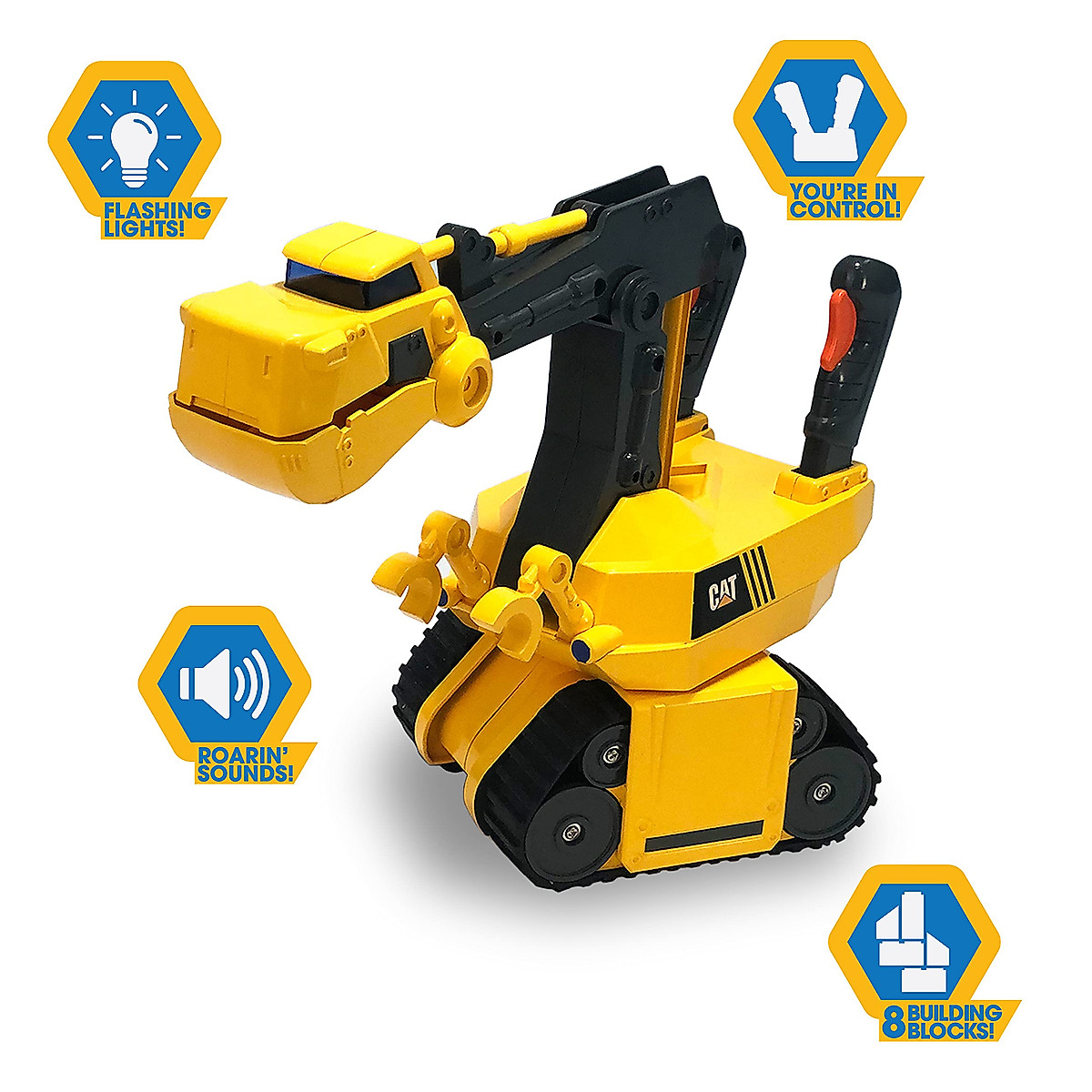 CAT Construction Toys Funrise Light & Sound Roaring Rex-Cavator Battery Operated Toy Excavator, Ages 3+