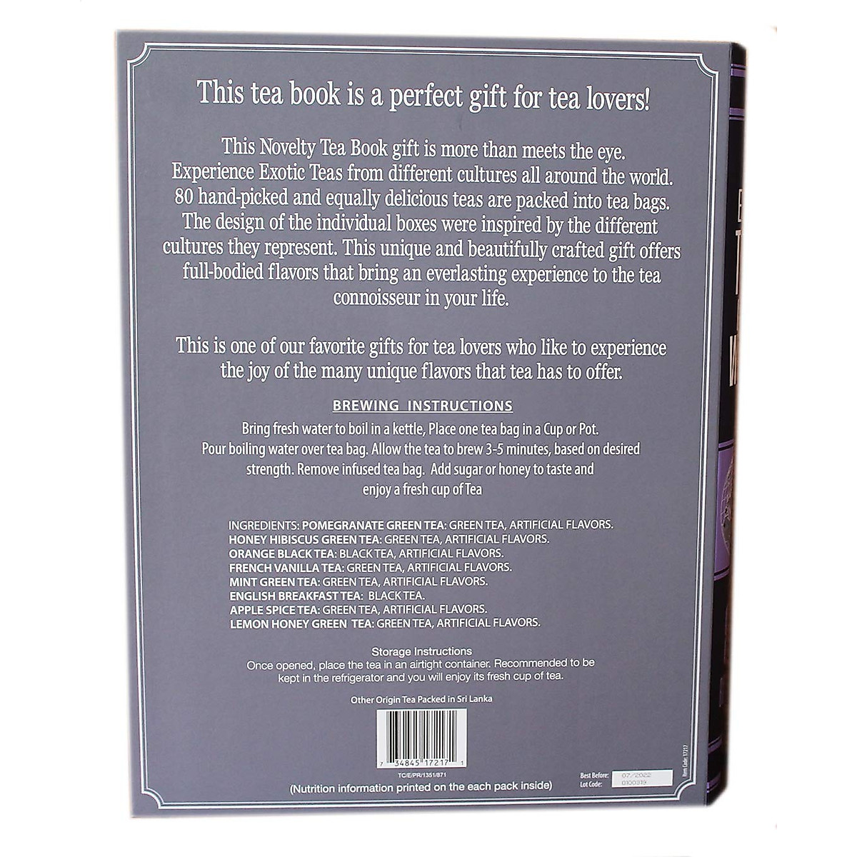 Exotic Teas of The World Gift Set, 80 Tea Bags, 8 Different Flavors