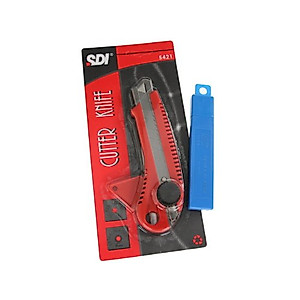 SDI-5421 Snap-off Utility Knife with 12 Set of Sk2+cr Blades, 18mm Heavy Duty Cutter