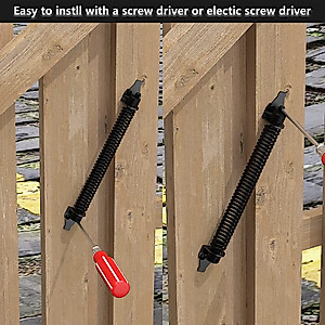 skysen 14" Fence gate Spring self Closing and Adjustable for Wooden or Vinyl Fence,Carbon Steel,Black(gate spring-14")