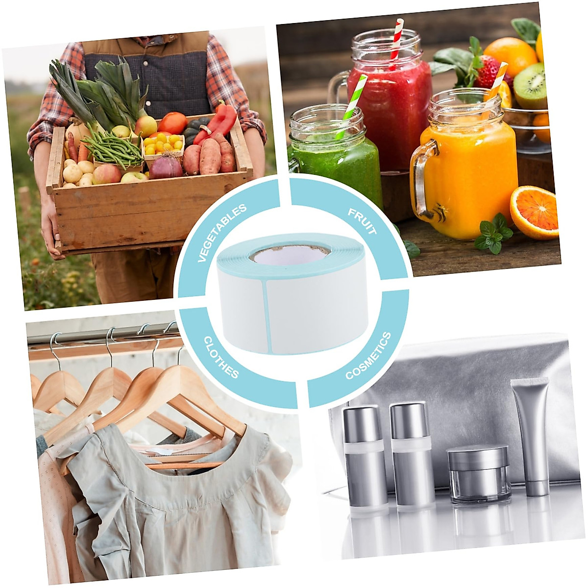 NUOBESTY Barcode Printing Paper Rectangles Label Thermal Heat Transfer Label Food Date Labels Expiration Labels Kitchen Label Printer Sticker Printer Name Stickers Heat Sensitive