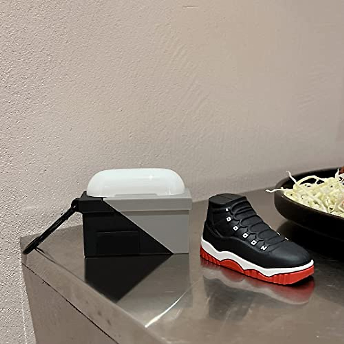 Shoe Box Airpod Pro 2nd Generation Case,Ponnky 3D Creative Sports Shoes Cute Cartoon Funny Fun,Soft Silicone Skin Keychain Ring for Girls Boys Teens Men Sneaker Airpods Pro 2nd Gen Case 2022(Black)